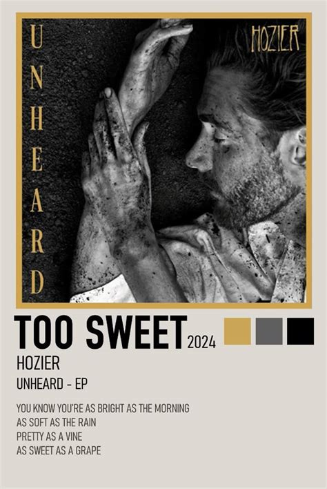 Too Sweet By Hozier Unheard Ep Music Poster Hozier Music Album Cover