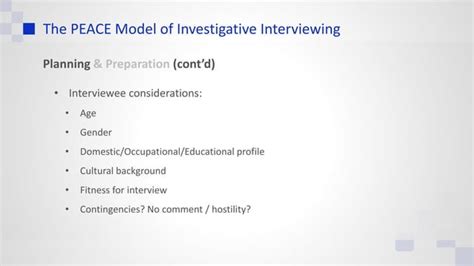The Peace Model Of Investigative Interviewing Pptx
