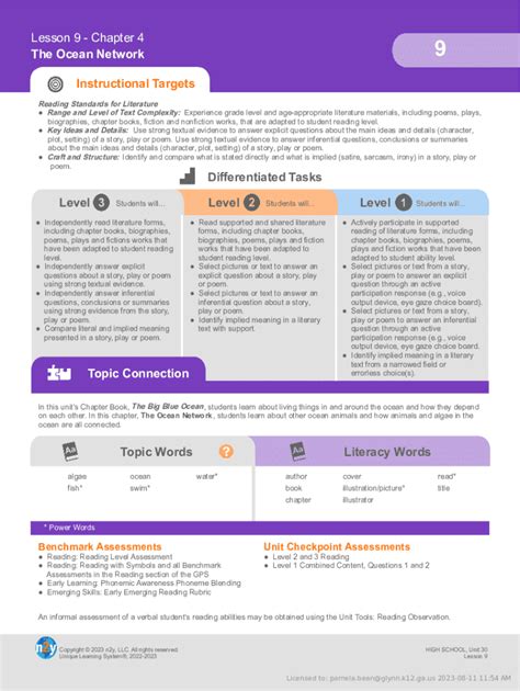 Fillable Online Grade Level Reading Standard 1 Text Complexity Fax Email Print Pdffiller