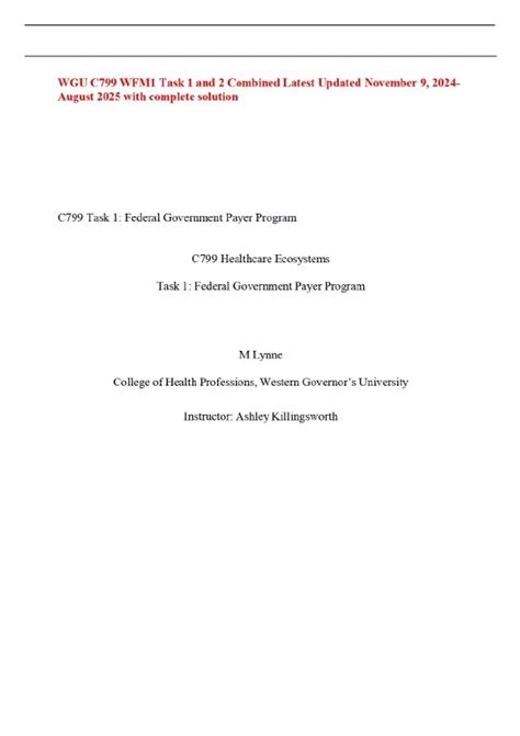 Wgu C799 Wfm1 Task 1 And 2 Combined Latest Updated November 9 2024
