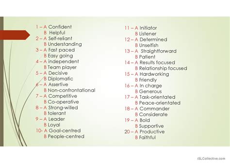 Personality Compass Self Evaluation English Esl Powerpoints