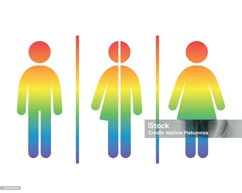 Wc 기호 아이콘 집합입니다 Lgbt 무지개 색 흰색 배경에 벡터 일러스트레이션 문에 대한 스톡 벡터 아트 및 기타 이미지