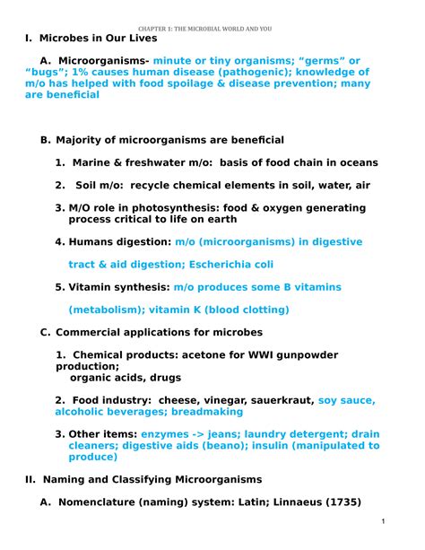 Ch1 Sp 2018 Micro Lecture Notes Chapter I Microbes In Our Lives A