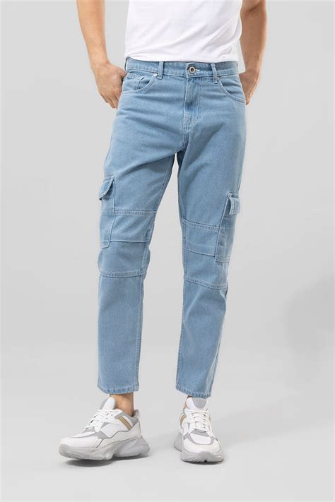 Buy Mens Buzzer Sky Blue Cargo Baggy Jeans Online Snitch