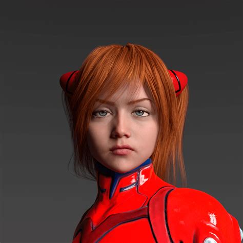 Realistic Asuka Langley Portrait 3d Render By Bal111