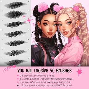 Procreate Hair Brushes Procreate Braids Brushes Etsy