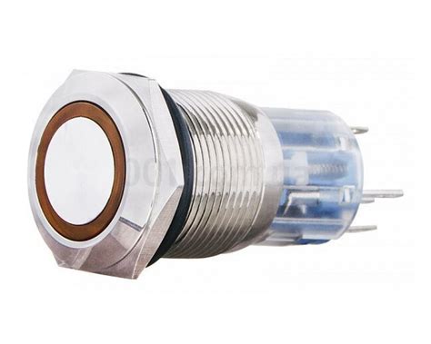 Кнопка металлическая с подсветкой (1НО+1НЗ) 220В желтая TYJ19-271 АСКО ...