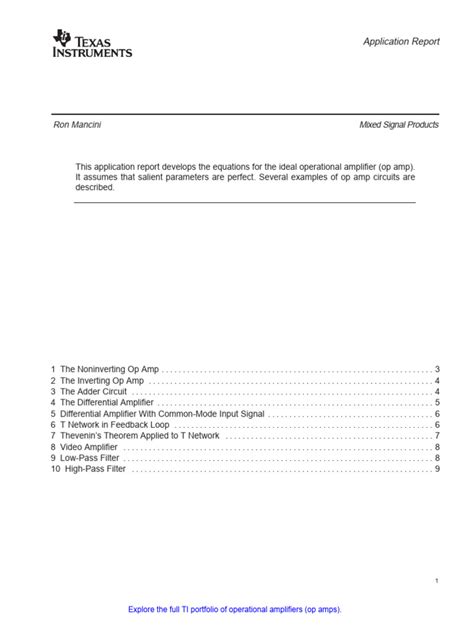 Understanding Basic Analog Ideal Op Amps Pdf