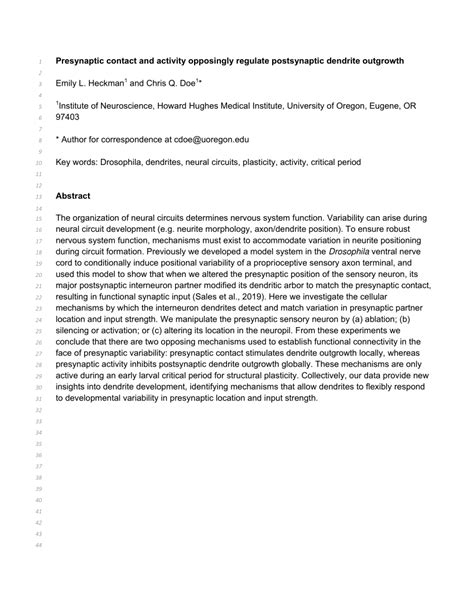 Pdf Presynaptic Contact And Activity Opposingly Regulate Postsynaptic