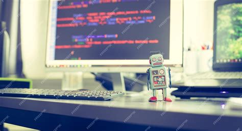 Premium Photo Symbol For A Chatbot Or Social Bot And Algorithms Program Code In The Background