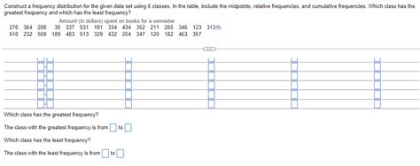 Solved Construct A Frequency Distribution For The Given Data