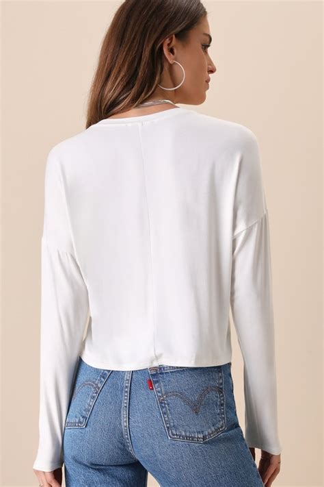 Cute Ivory Tee Long Sleeve Tee Casual Tee Womens Tee Lulus