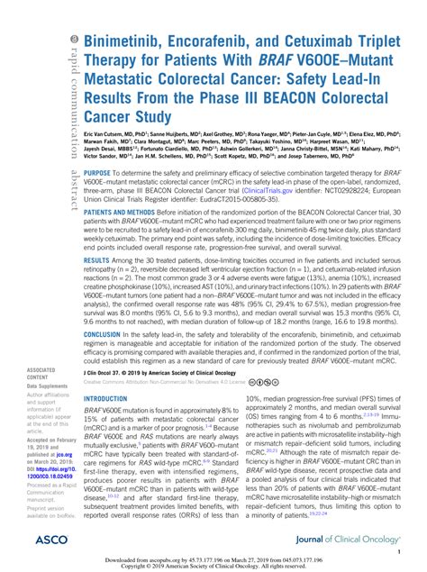 PDF Binimetinib Encorafenib And Cetuximab Triplet Therapy For Patients With BRAF V E