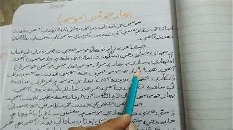 Bahaar Jo Mausam Sindhi Mazmoon Class8 Youtube