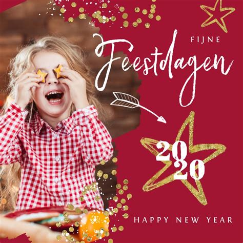 Kerstkaart Hip Ster Confetti Foto Kaartje2go