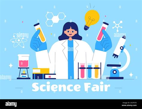 Science Fair Vector Illustration Featuring A Chemist Conducting