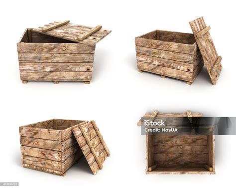 흰색 배경에 오래된 나무 상자 3d 렌더링의 컬렉션 0명에 대한 스톡 사진 및 기타 이미지 0명 갈색 기업 재무와 산업