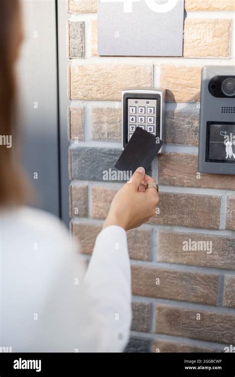 Attaching Card To The Electronic Reader To Access The Office Or Apartment Stock Photo Alamy