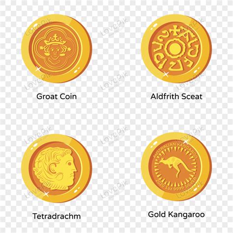 역사적인 동전 플랫 아이콘 세트 Png 일러스트 무료 다운로드 Lovepik