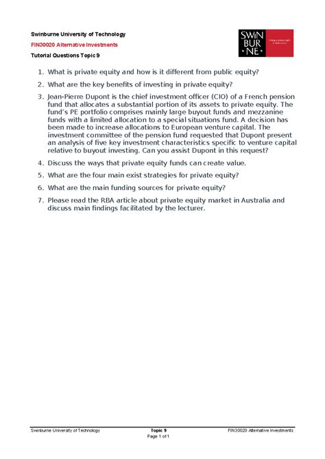 week 9 tutorial questions 2 swinburne university of technology topic