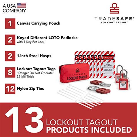 Tradesafe Lockout Tagout Kit With Hasps Lockout Tags Red Loto Locks