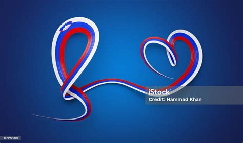 슬로베니아 하트 모양의 3d 국기 반짝이는 물결 모양의 인식 리본 플래그 파란색 배경 3d 그림 3차원 형태에 대한 스톡 사진 및 기타 이미지 Istock