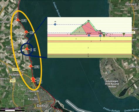 The Location Of The Cross Sections Along The Dike Line And The