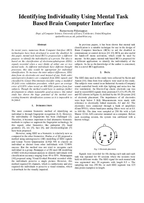 pdf identifying individuality using mental task based brain computer