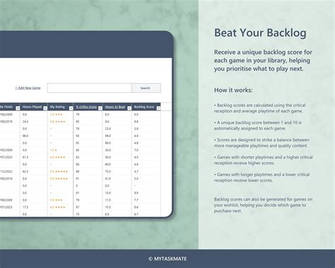 Excel Game Tracker Backlog Tracker Gaming Journal Digital Download