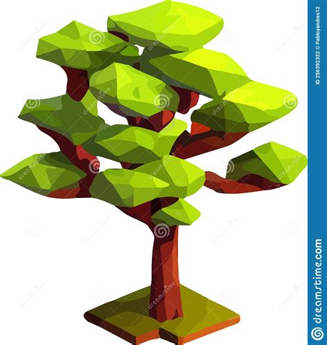 Conceptual Polygonal Tree Abstract Vector Illustration Low Poly Style Stock Vector