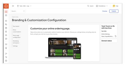 customize your toast online ordering page