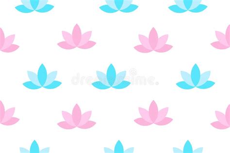 Pink And Blue Lotus Flowers Seamless Pattern Stock Vector