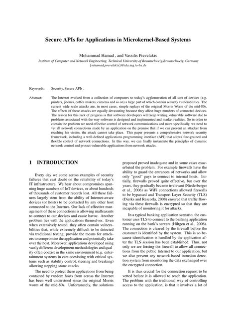 Pdf Secure Apis For Applications In Microkernel Based Systems
