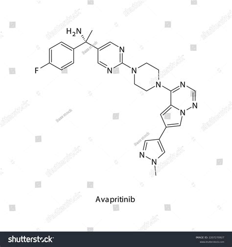 Avapritinib Molecule Flat Skeletal Structure Tyrosine Stock Vector