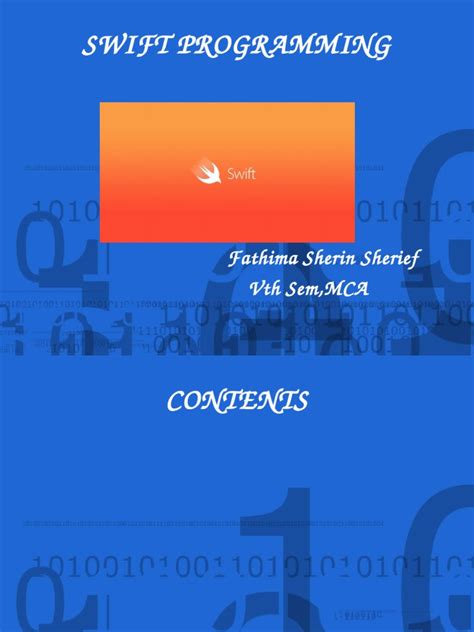 Swift Programming Fathima Sherin Sherief Vth Sem Mca Pdf Swift