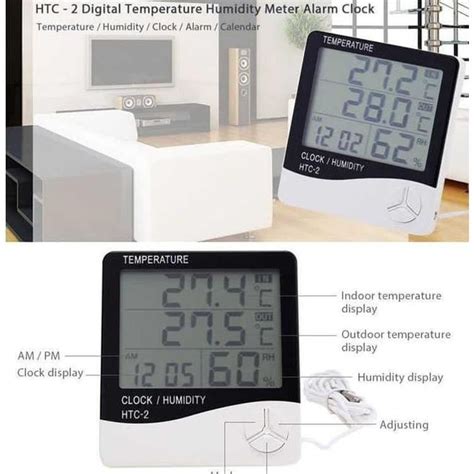 Jual Digital Thermometer Humidity Meter With Probe Digital Clock