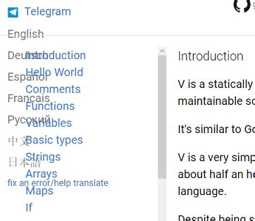 Language Menu Overlaps With Doc Headings Issue 38 Vlang Website