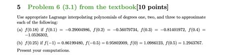 Solved 5 Problem 6 31 From The Textbook 10 Points Use