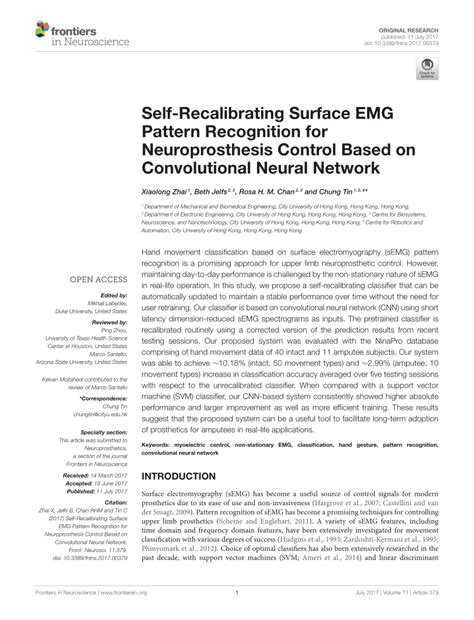 Pdf Self Recalibrating Surface Emg Pattern Recognition For