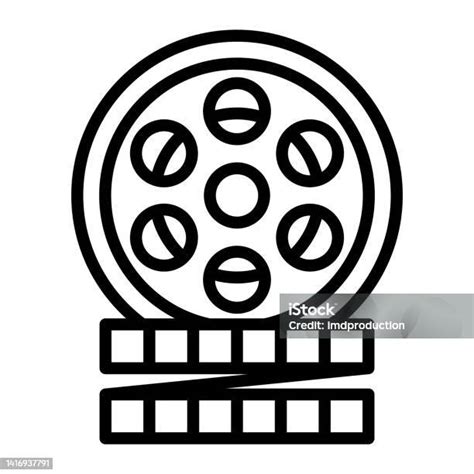 비디오 카메라 필름 테이프 릴 라인 아이콘입니다 필름 롤 윤곽선 벡터 일러스트 레이 션 영화 카메라에 대한 스톡 벡터 아트 및 기타 이미지 영화 카메라 일러스트레이션