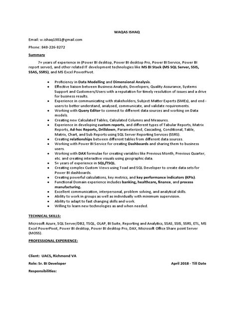 Waqas Powerbi Pdf Microsoft Sql Server Information Science