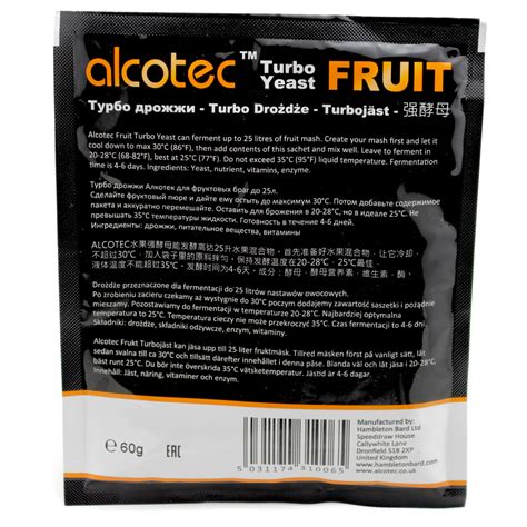 Купить Турбо дрожжи для фруктовой браги Alcotec Fruit, 60г в Челябинске