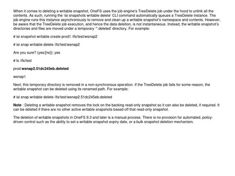 Deleting A Writable Snapshot Dell Powerscale Onefs Writable Snapshots Dell Technologies