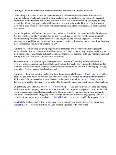 Literature Review Business Research Methods Pdf Literature Review