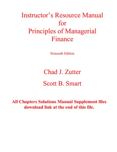Principles Of Managerial Finance 16th Edition By Chad Zutter Scott