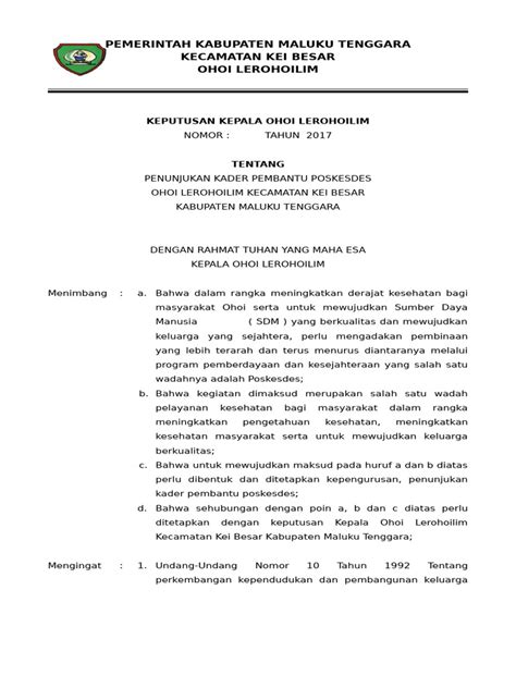 Sk Kader Pembantu Poskesdes Pdf