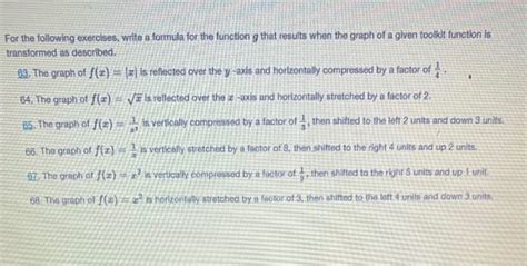 Solved For The Following Exercise Write A Formula For The
