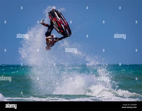Having Fun At The Beach With A Jet Ski Stock Photo Alamy