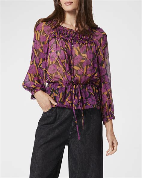 Floral Print Silk Blouse Neiman Marcus