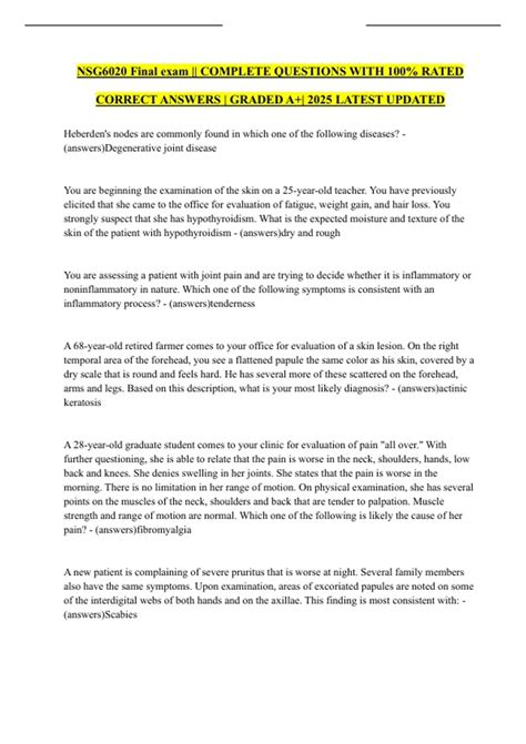 Nsg6020 Final Exam Complete Questions With 100 Rated Correct Answers Graded A 2025